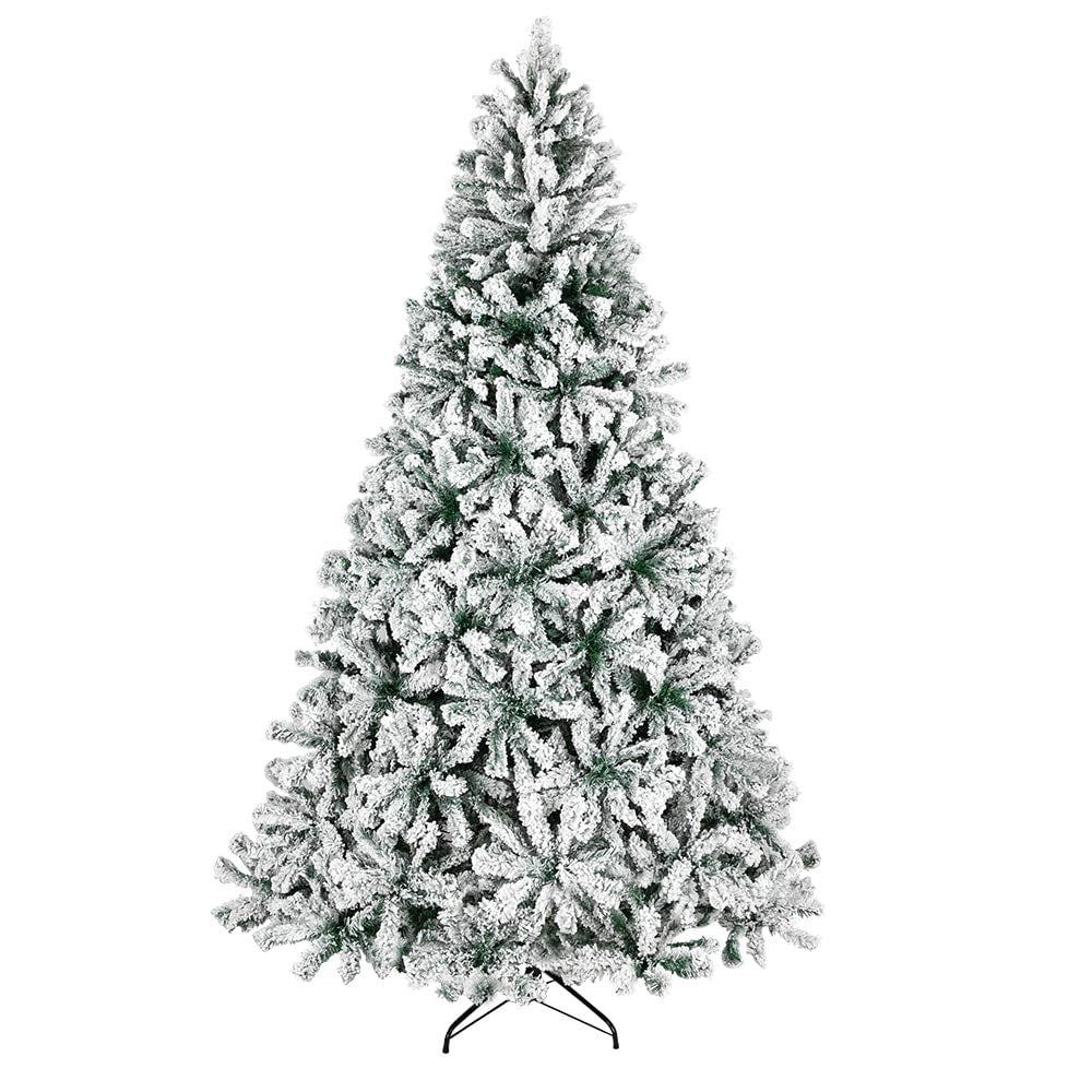 6 FT Unlit Artificial Snow Flocked Hinged Christmas Tree , 1050 Branch ...