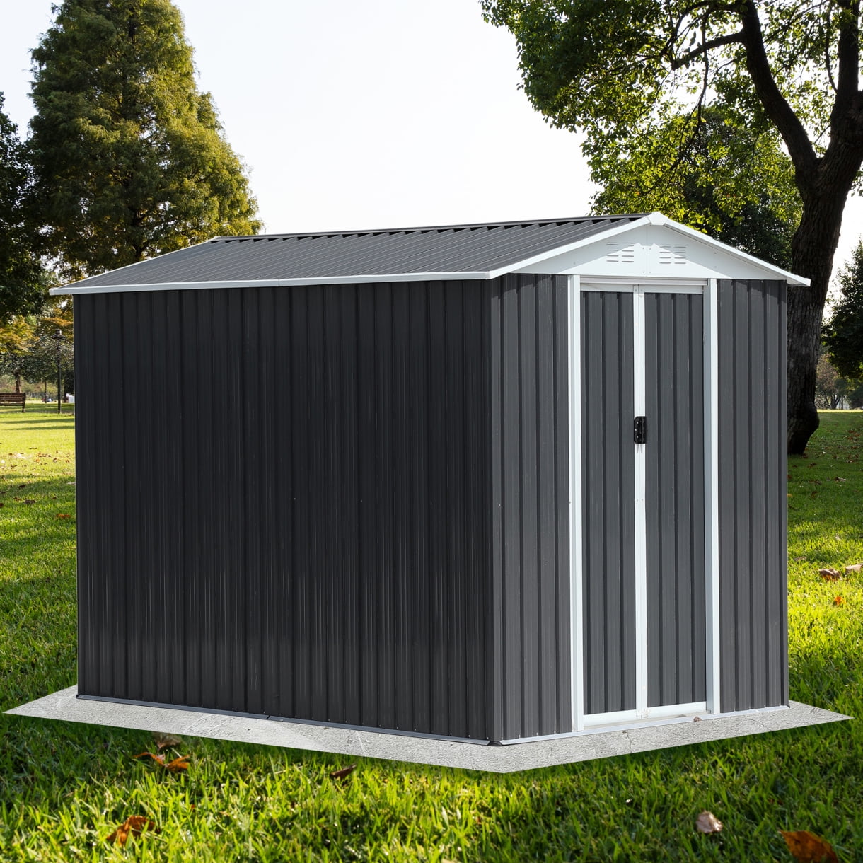 6 FT x 9 FT Outdoor Storage Sheds, Waterproof Garden Tool Storage Sheds ...