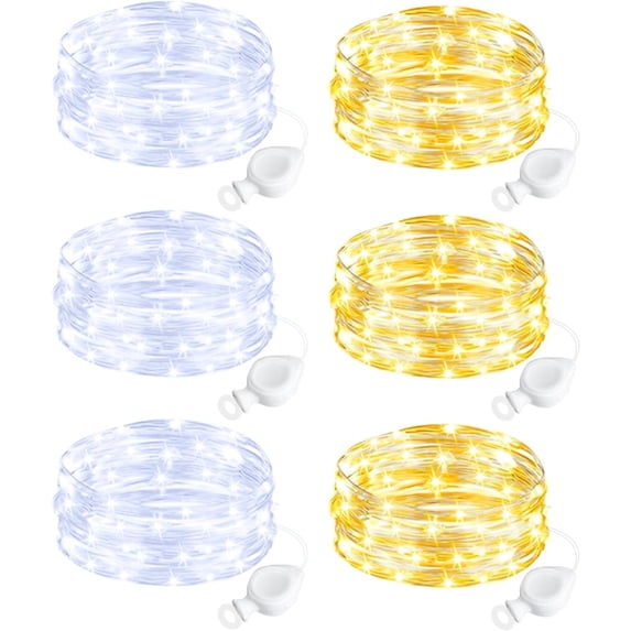 6 Fairy Lights Operated, 7FT 20 Mini String Lights Wire for Mason Jars ...