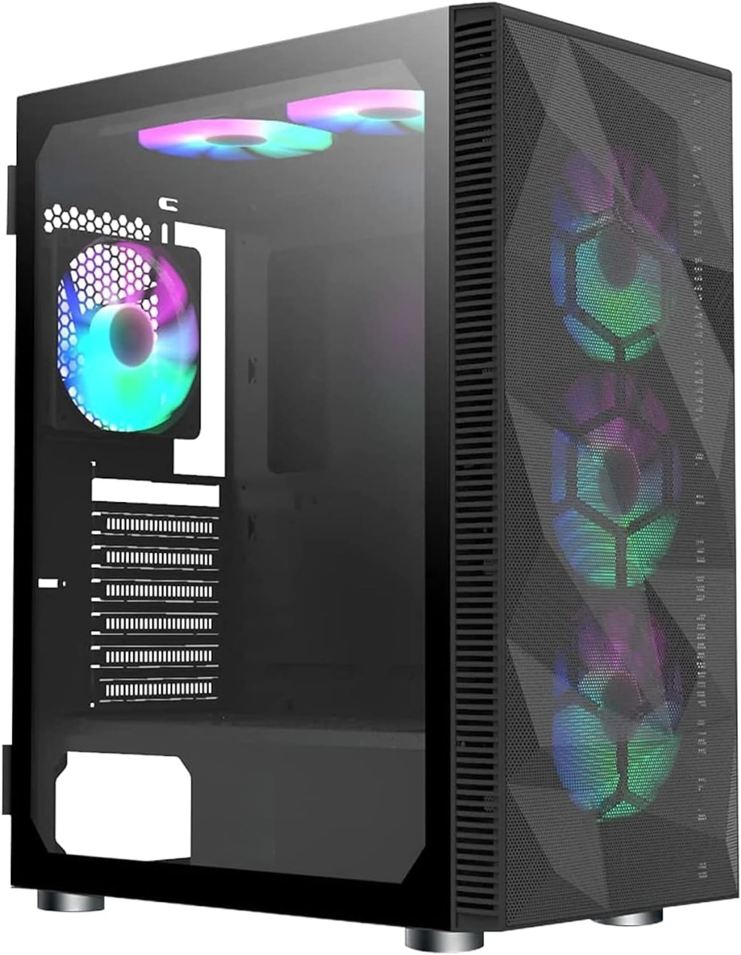6 Fans - 3x 140mm & 3x 120mm Fixed RGB Lighting Fans, ATX Mid-Tower PC ...