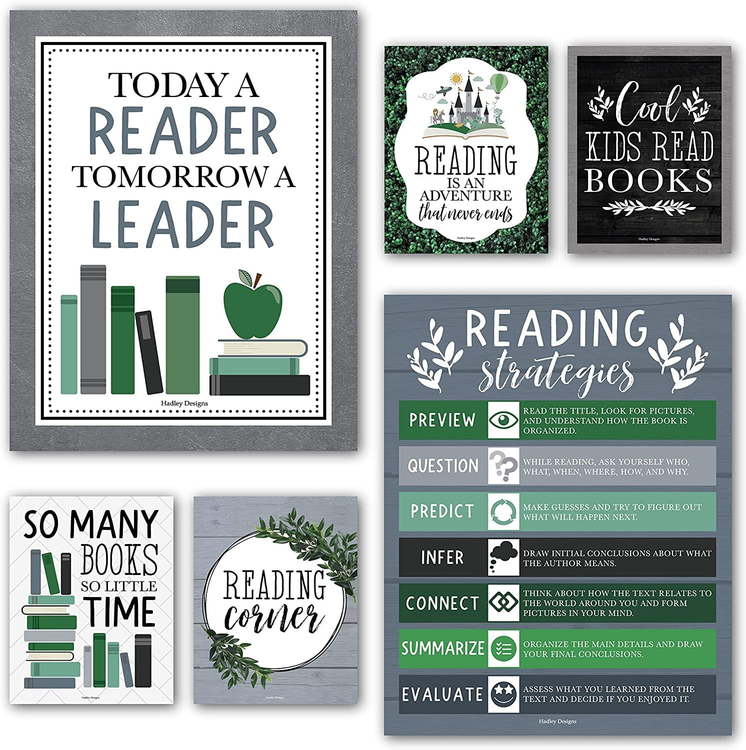 6 Farmhouse Reading Posters For Classroom Library Decorations For ...