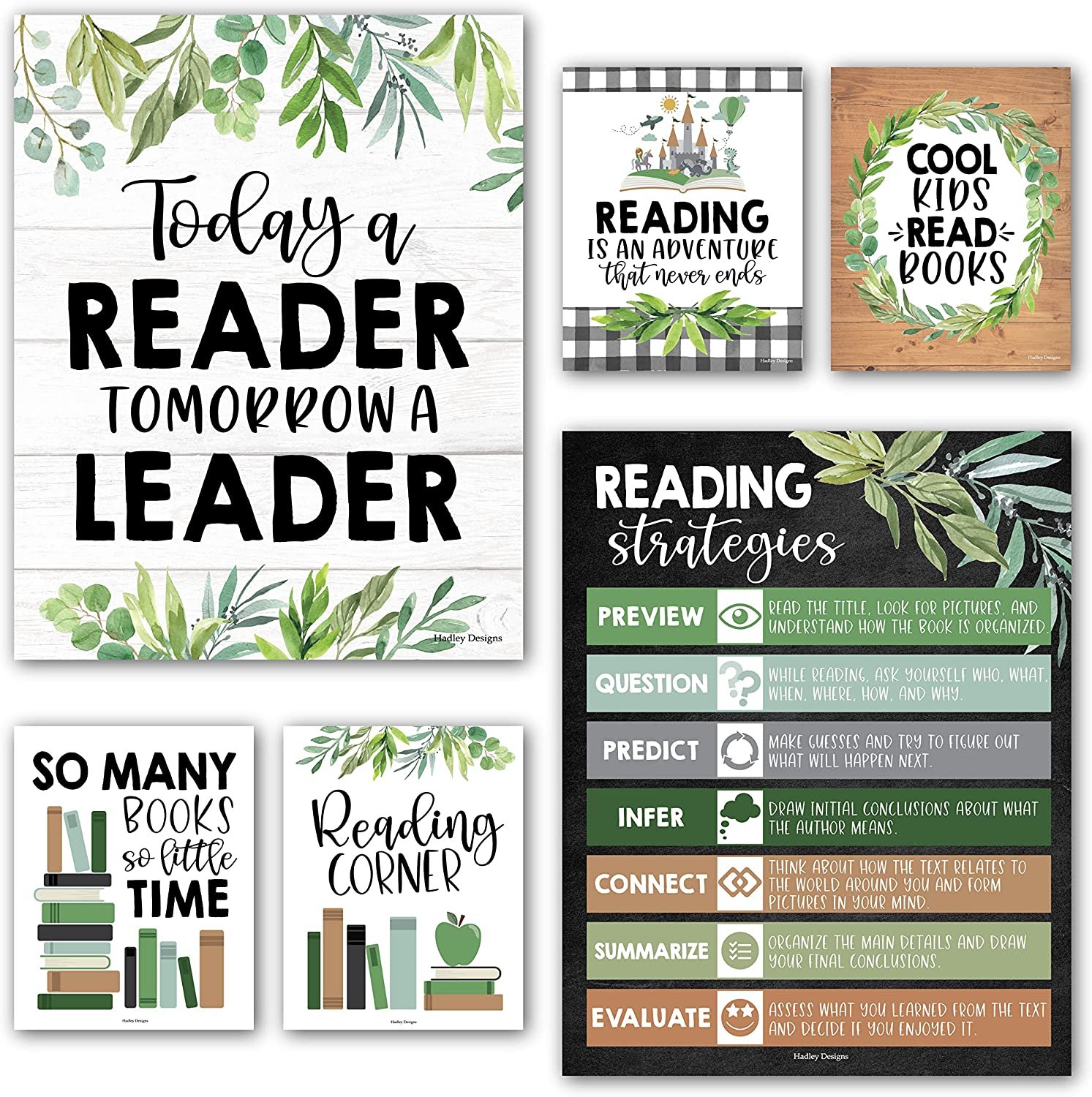 6 Farmhouse Reading Posters For Classroom Library Decorations For ...