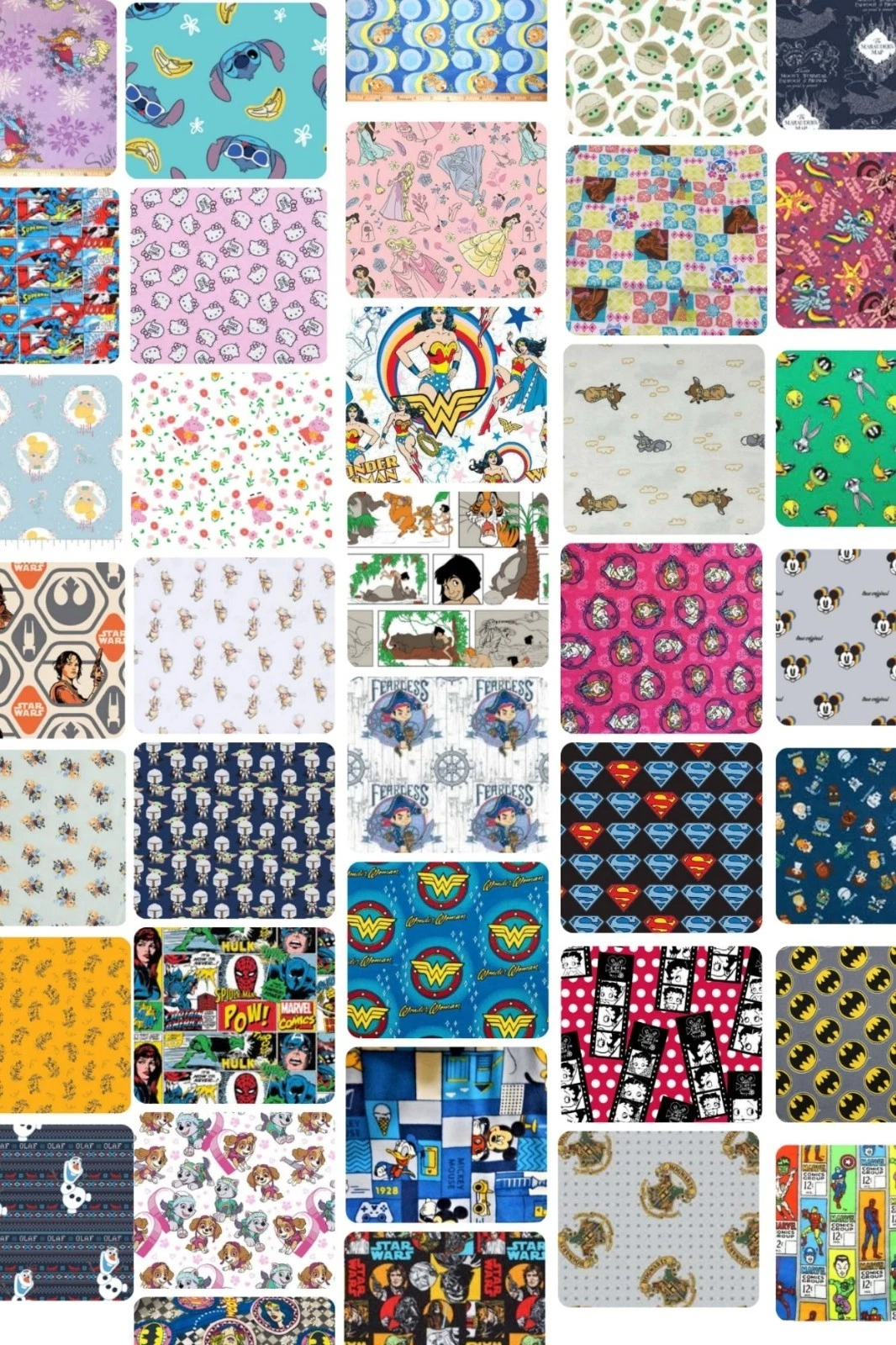 6 Fat Quarters - Assorted Character Flannel Fat Quarter Bundle ...