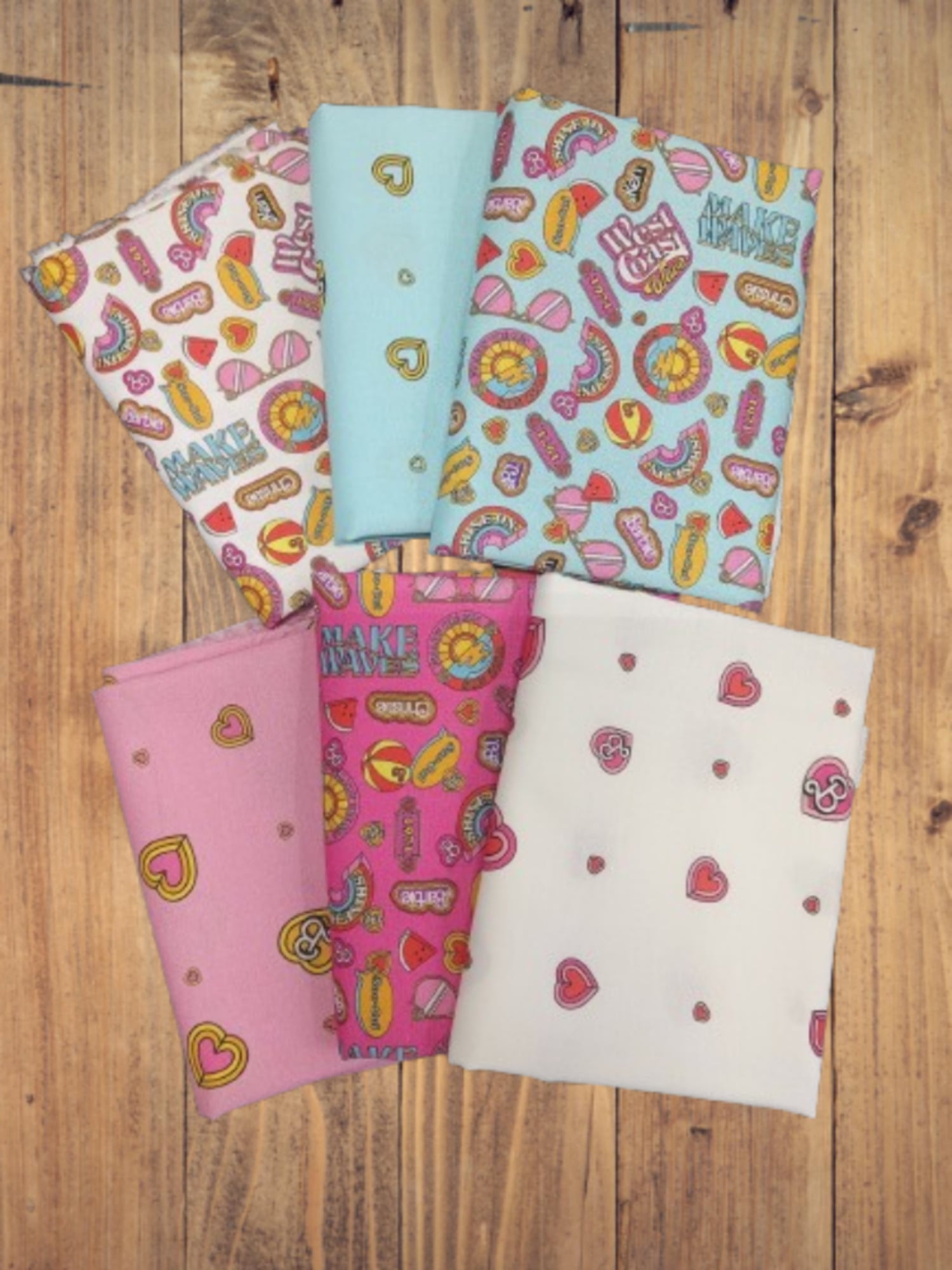 6 Fat Quarters - Assorted Malibu Barbie Fat Quarter Bundle - Walmart.com