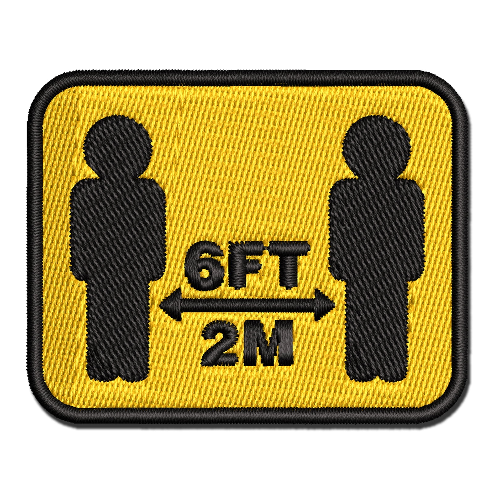 6 Feet 2 Meters Social Distancing Applique Multi-Color Embroidered Hook ...