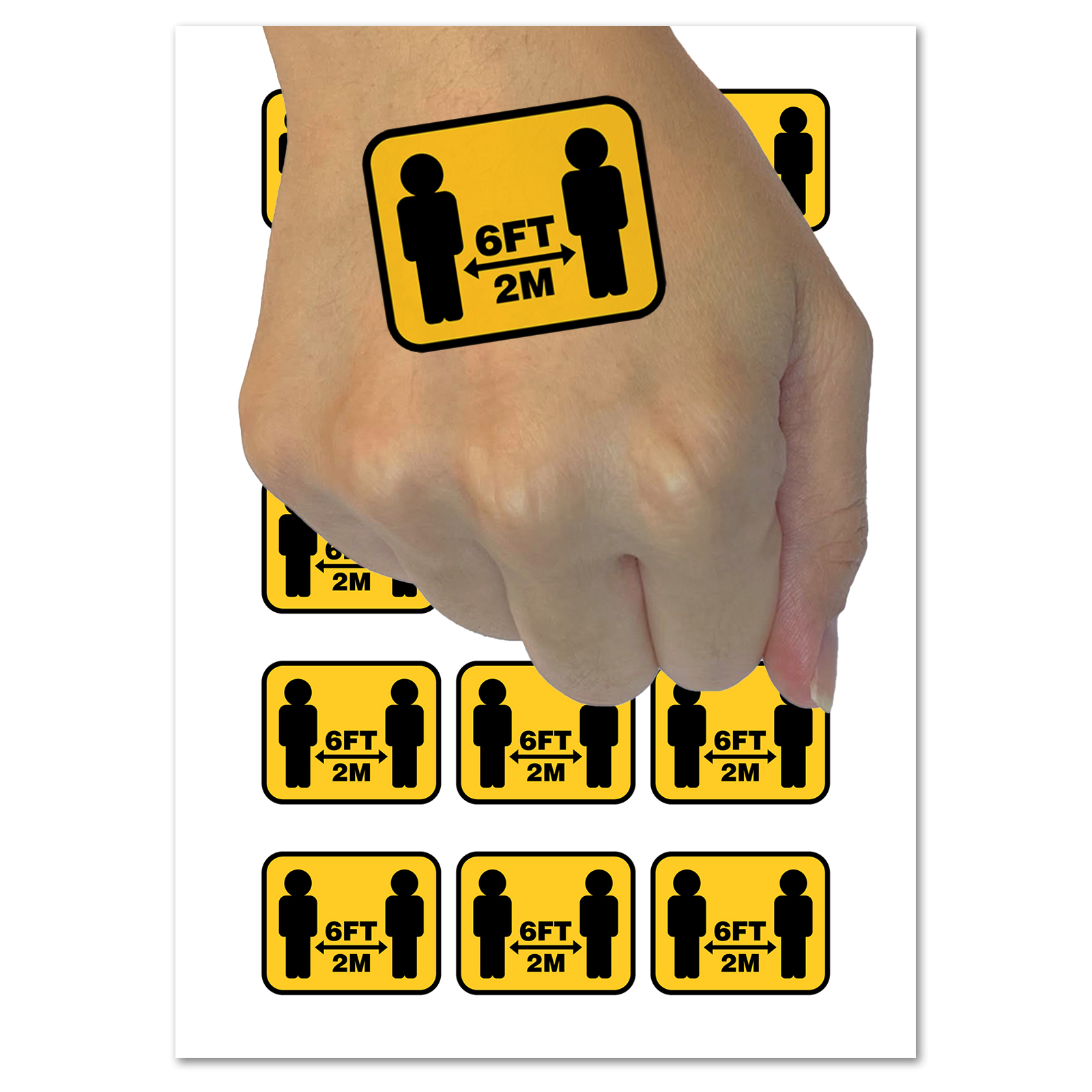 6 Feet 2 Meters Social Distancing Water Resistant Temporary Tattoo Set ...