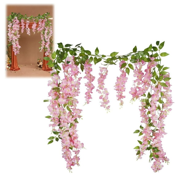 6 Feet Artificial Flowers 10 Branches Wisteria Vines Hanging Flowers ...
