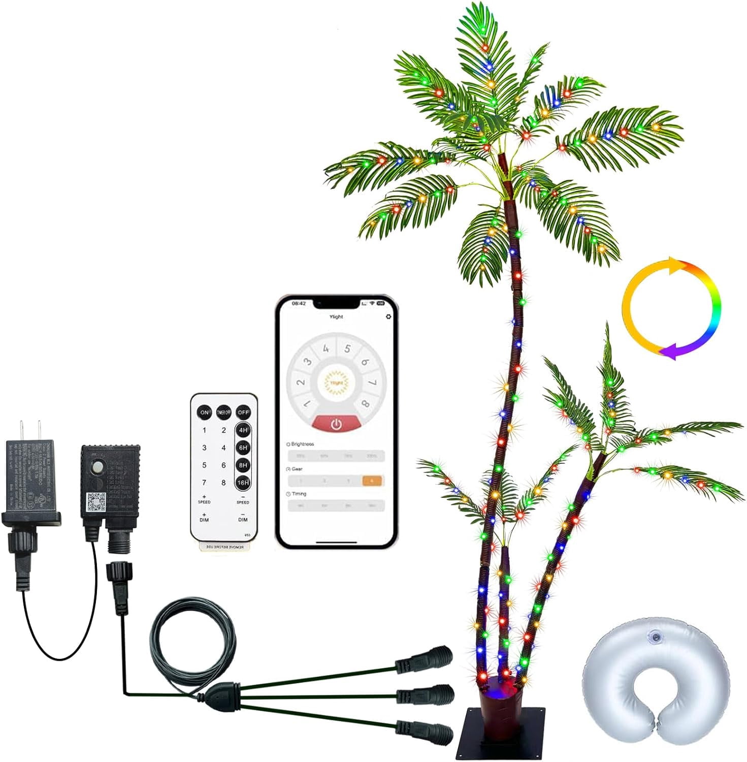 6 Feet Artificial Palm Tree, Light Up 212LED Christmas Tree Decorations ...