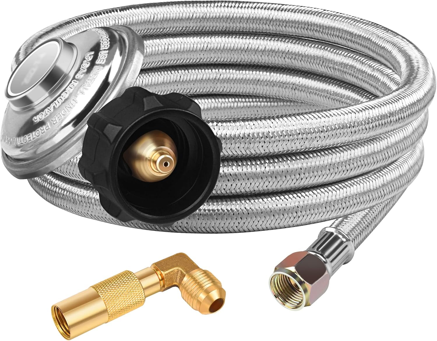 6 Feet Braided Propane Regulator and Hose, QCC1 Universal Grill ...