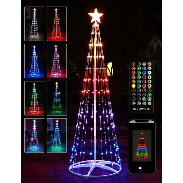 PUCACHI 180 LED Multicolor Indoor Outdoor Led Christmas Tree with ...