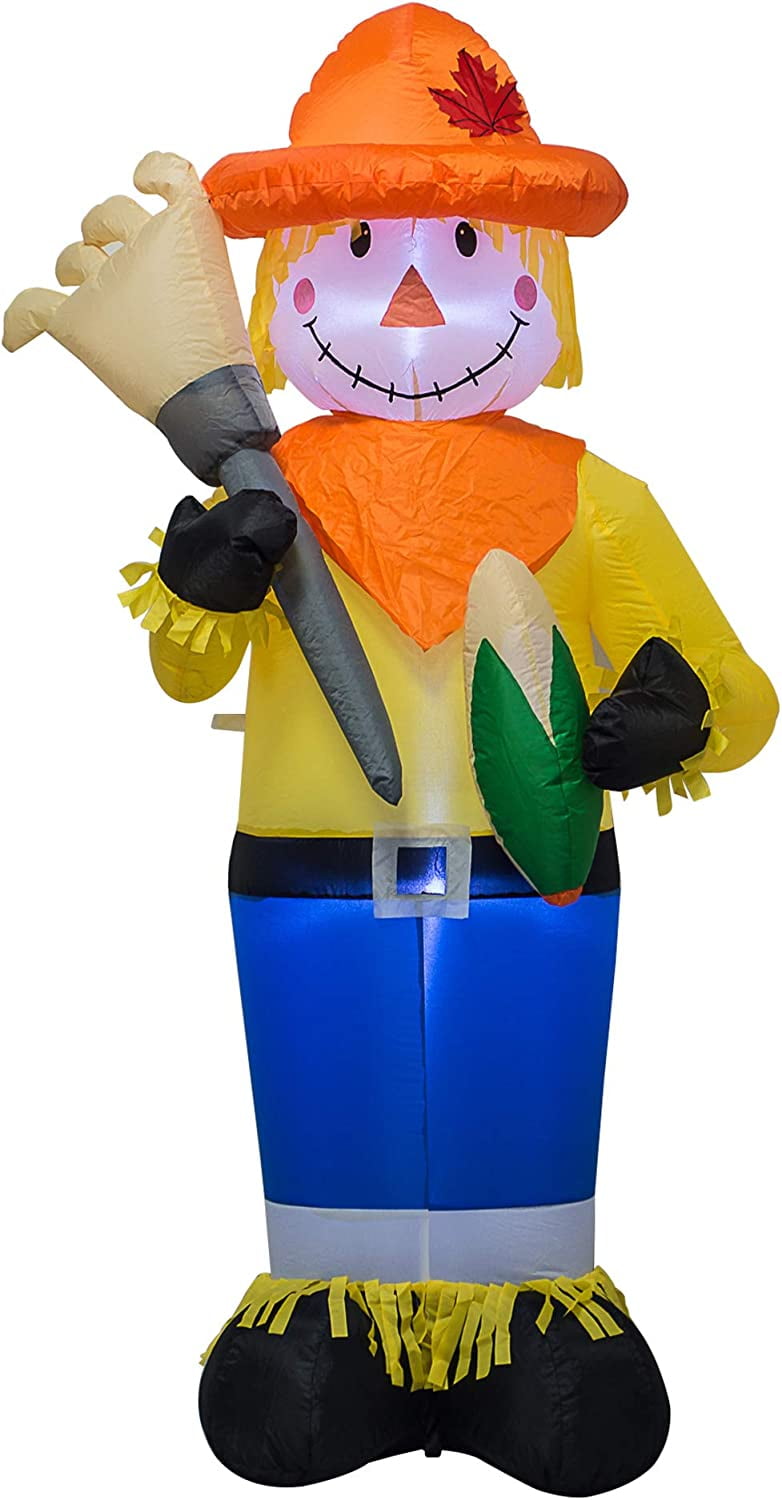 6 Feet Fall Thanksgiving Harvest Inflatable Scarecrow with Corn Blow Up ...
