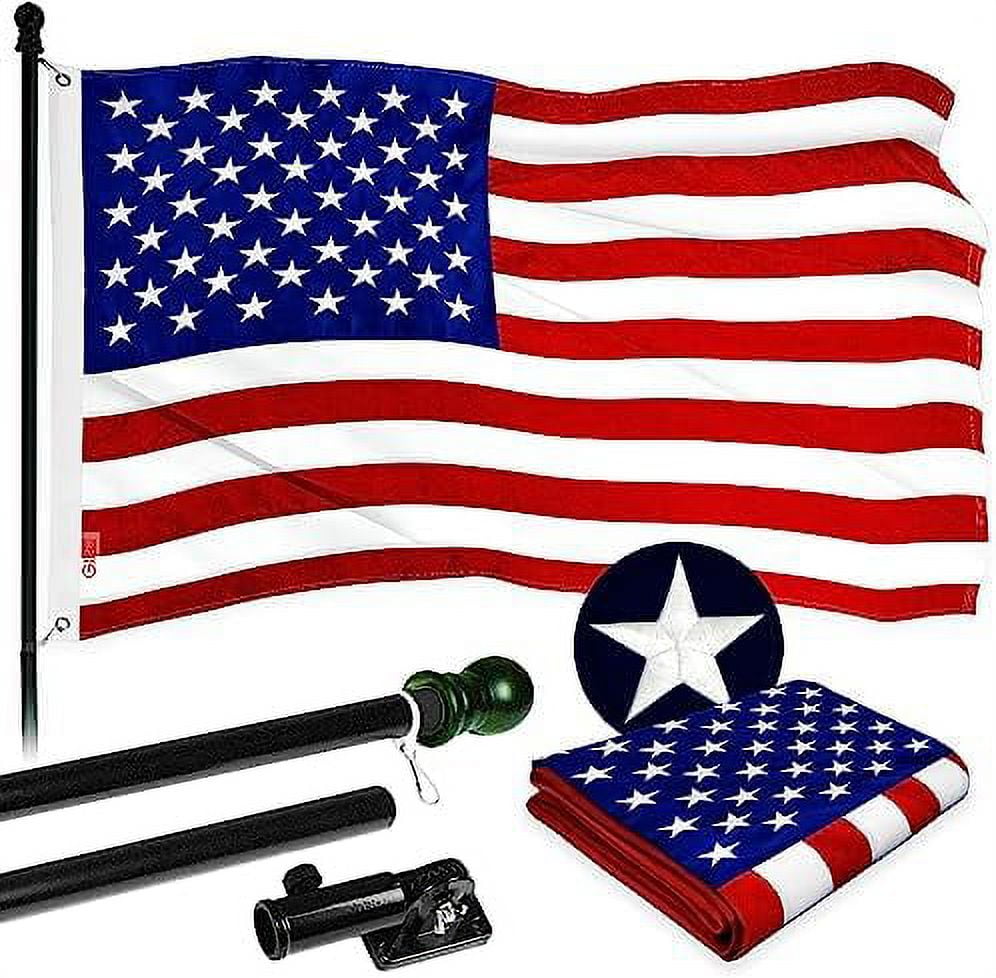 -6 Feet Free Spinning Flagpole (Black) American Flag Brass Grommets ...