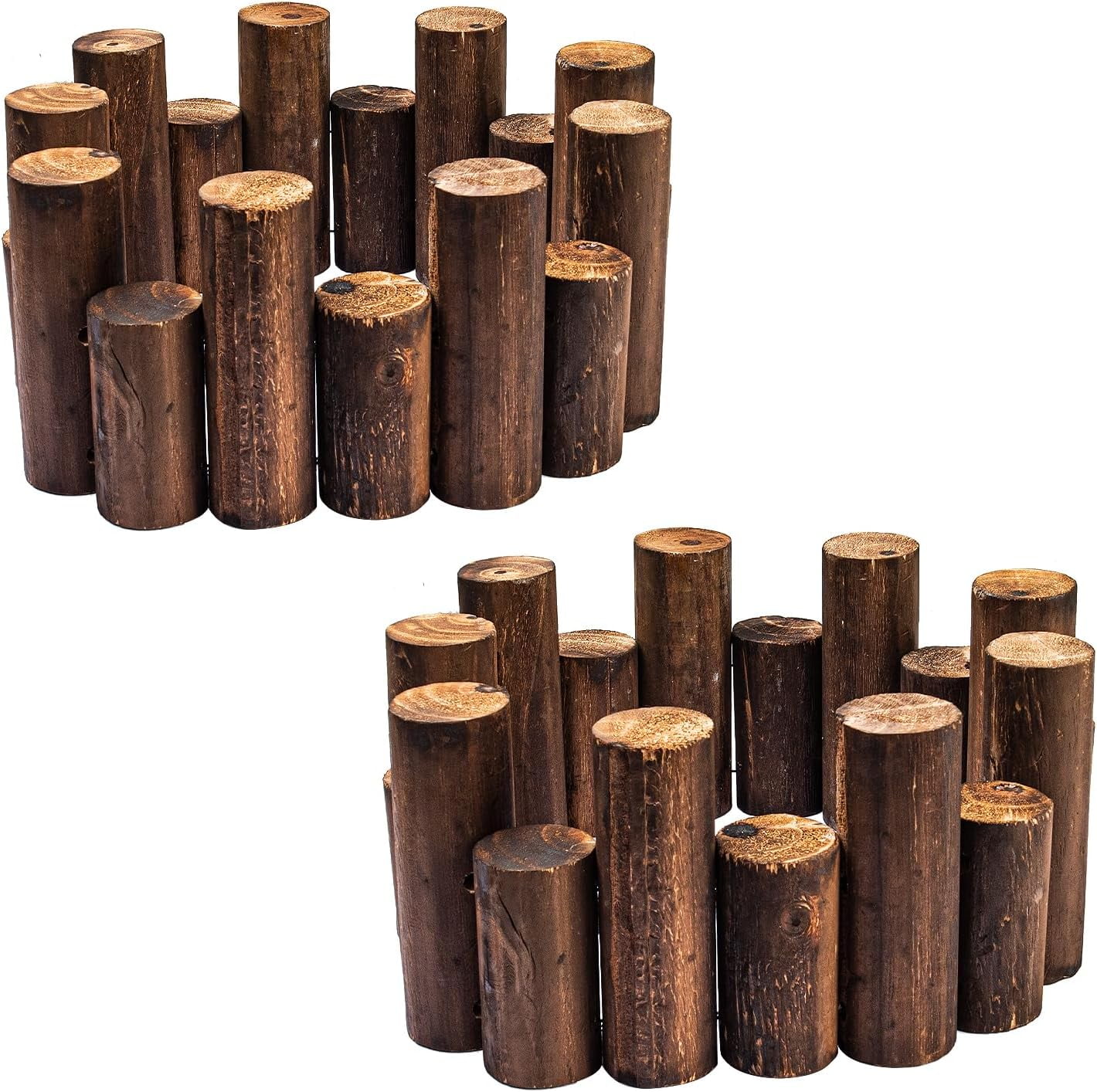 6 Feet L X 6 Inch H Garden Wooden Fence, LAVANE Natural Wood Solid Log ...