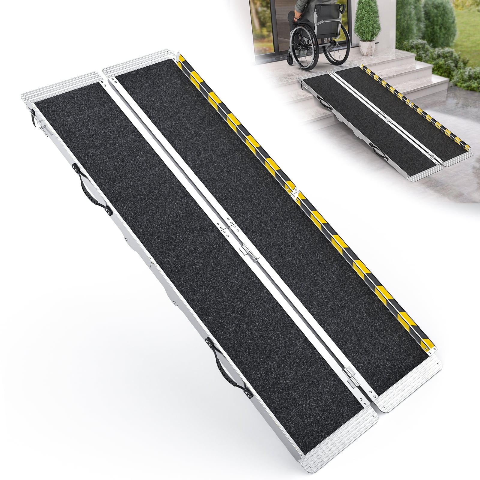 6 Feet Portable Wheelchair Ramp, 600 LBS Capacity Folding Aluminum ...