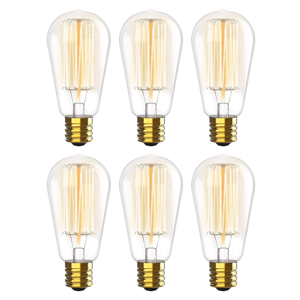 6 Filament Bulbs 40 Watt Dimmable 2700K Warm White Vintage Edison Light ...