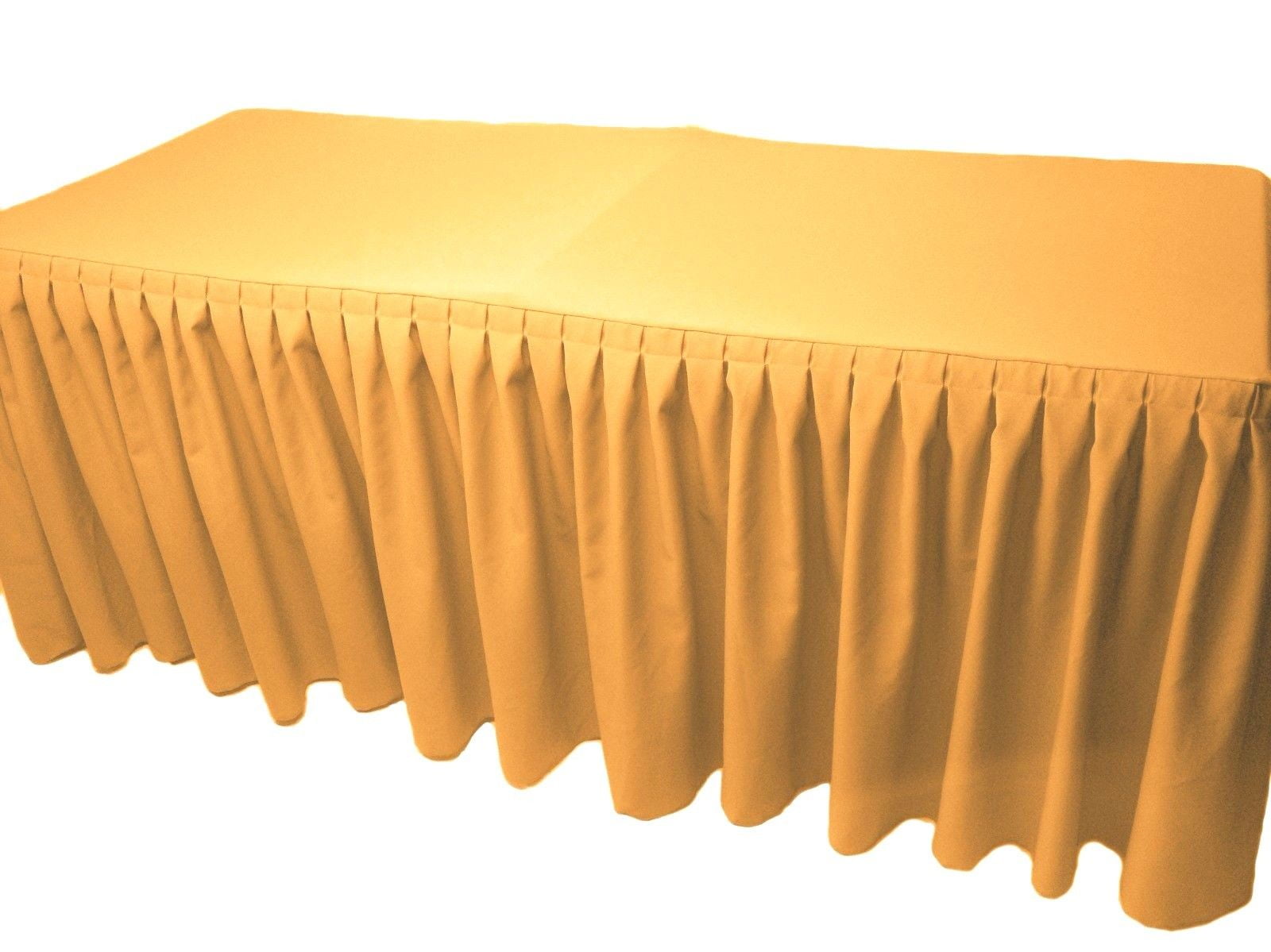 6' Fitted Polyester Double Pleated Table Skirting Cover w/Top Topper 21 ...