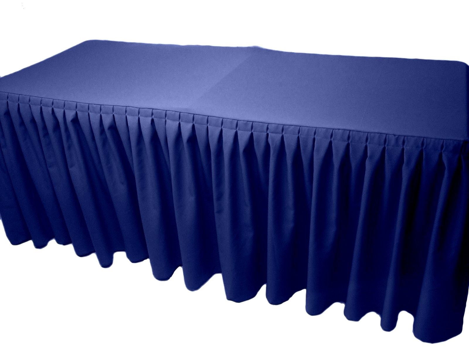 6' Fitted Polyester Double Pleated Table Skirting Cover w/Top Topper 21 ...