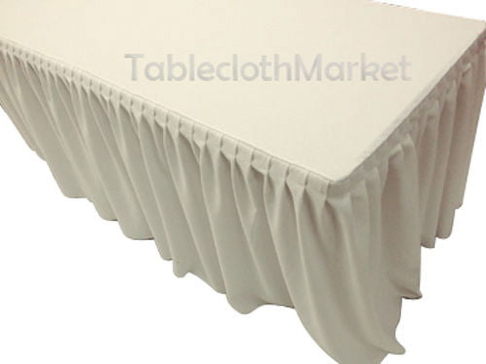 6' Fitted Polyester SINGLE Pleated Table Skirting Cover w/Top Topper 24 ...