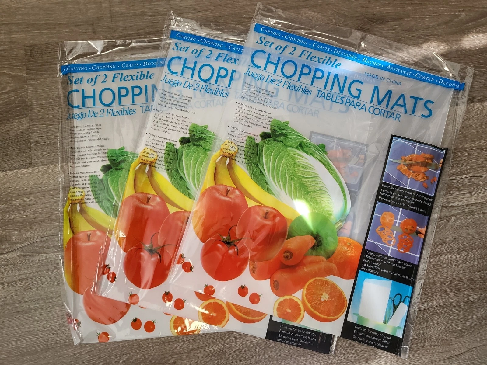 6 Flexible Chopping Mats Kitchen Fruit Vegetable Plastic Utility Mats ...