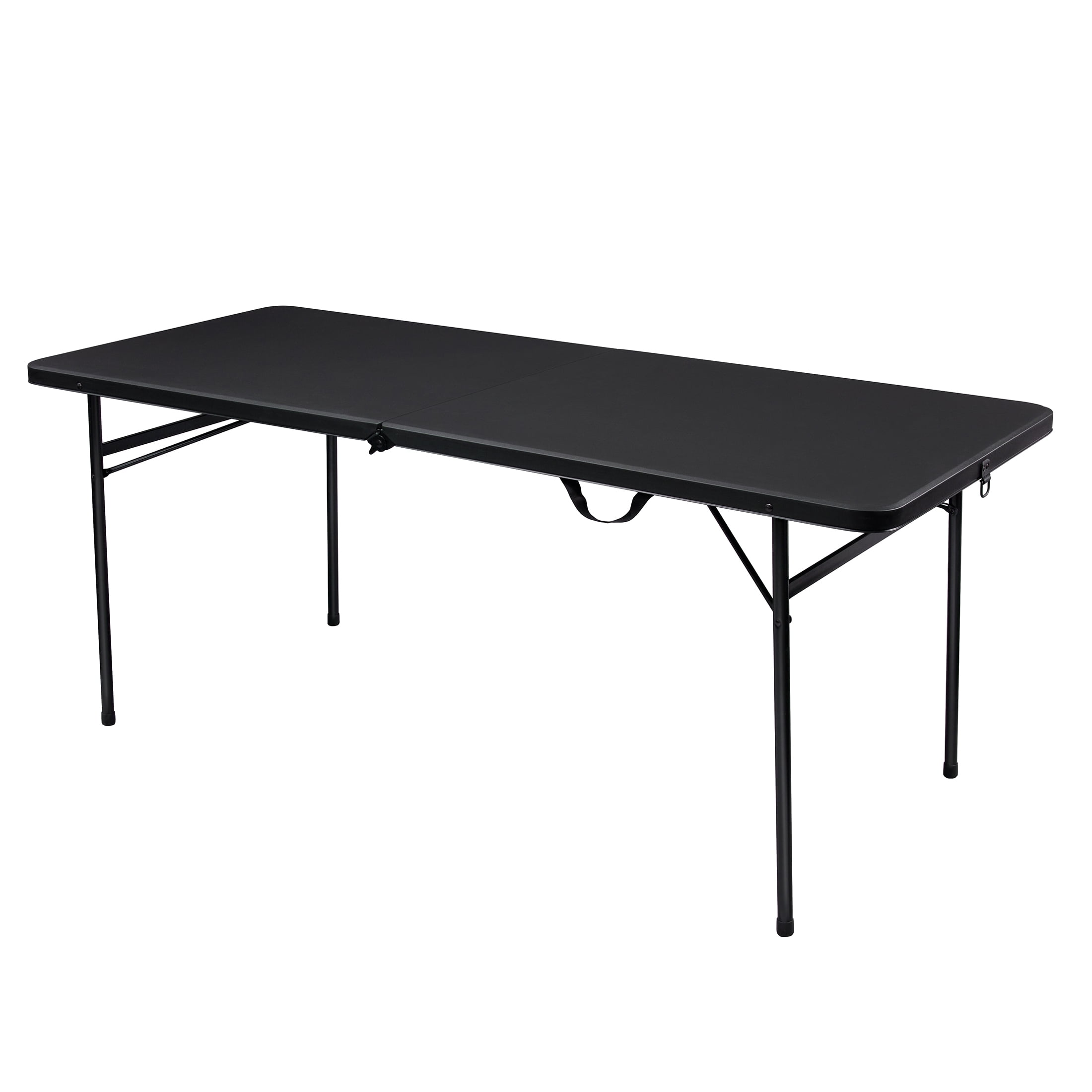 6 Foot Bi-Fold Plastic Folding Table, Black Product Dimension:72" W x ...