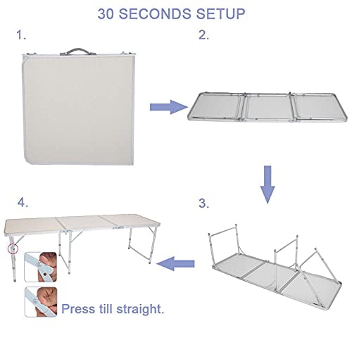 6 Foot Centerfold Folding Table Camping Table Fold in Half Picnic Table ...