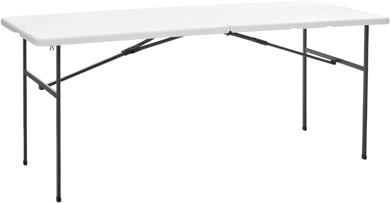 6 Foot Fold-in-Half Table with Straight Legs, White - Walmart.com