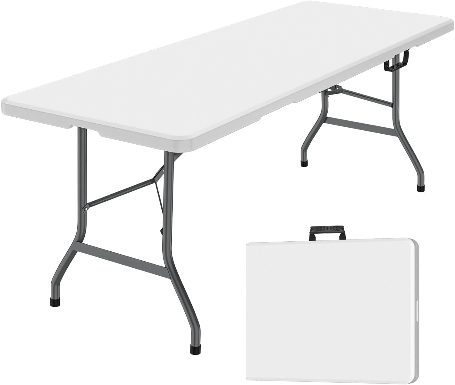 Leumius 6 Foot Folding Table,Indoor Outdoor Folding Table,White ...