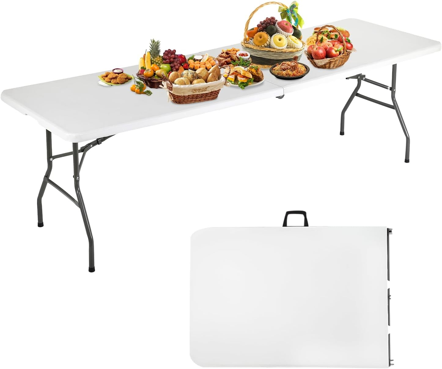 6 Foot Folding Table Small Table Multipurpose Indoor Outdoor Heavy Duty ...