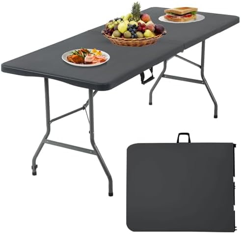6 Foot Folding Table Small Table Multipurpose Indoor Outdoor Heavy Duty ...
