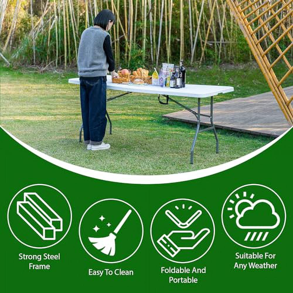 6 Foot Folding Table Small Table Multipurpose Indoor Outdoor Heavy Duty ...