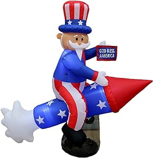 6 Foot Long Patriotic Independence Day 4th of July Inflatable Uncle Sam ...