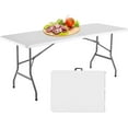 6 Foot Outdoor Dining Table, Foldable Portable Rectangular Plastic ...