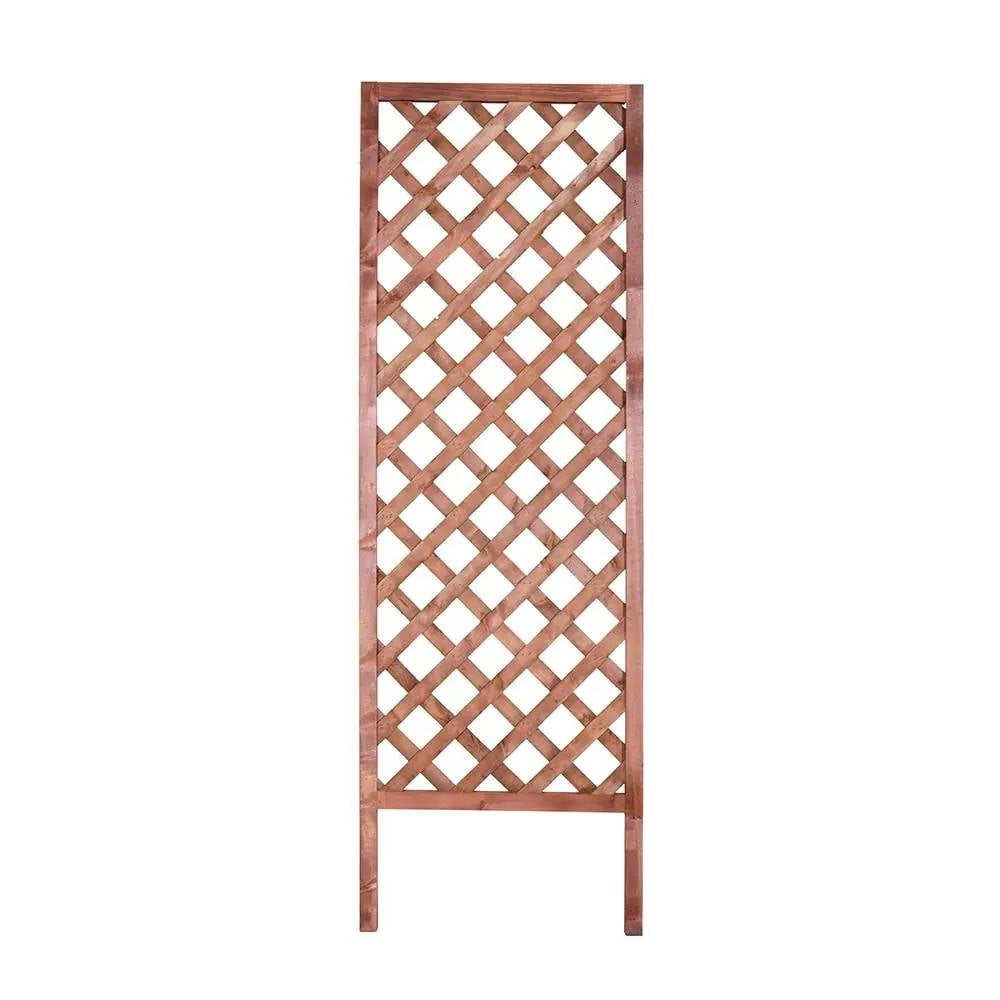 6-Foot Outdoor Garden Trellis with Classic Lattice in Brown Pine Wood ...