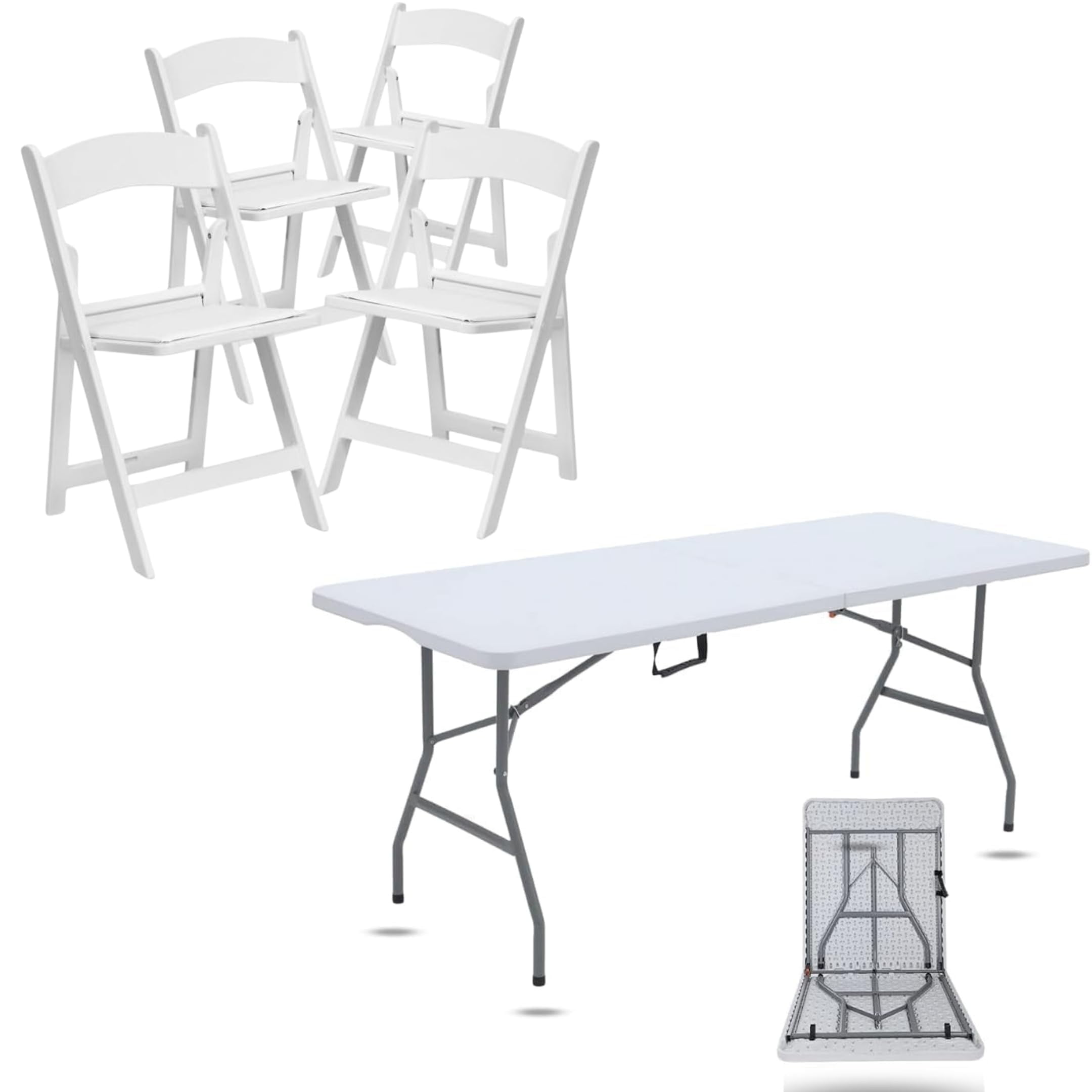 6 Foot Plastic Folding Table with Hercules Series Folding Chair - Pack ...
