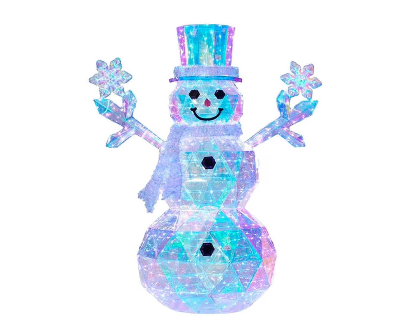 6-Foot Pre-Lit Prismatic Snowman with Colorful Lights Christmas Holiday ...