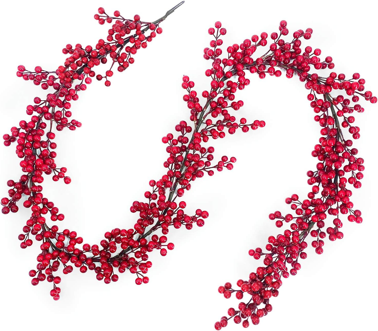 6 Foot Red Christmas Garland with Decorative Red Berries for Xmas ...