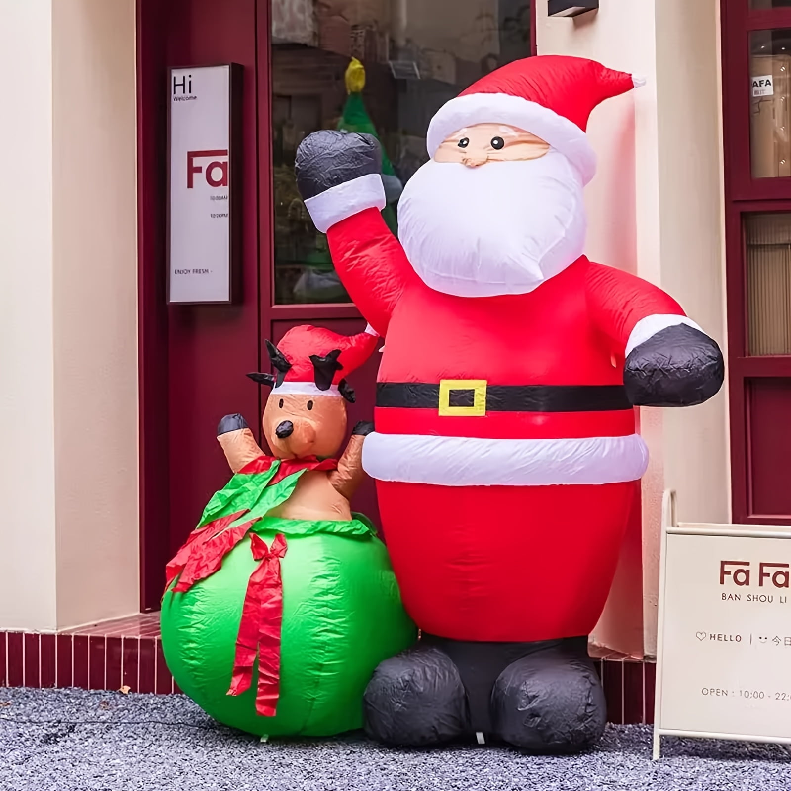 6-Foot Santa and Reindeer Inflatable - Classic Christmas Bag Theme ...