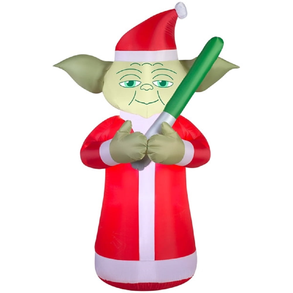 6 Foot Star Wars Lighted Airblown Inflatable Christmas Yoda with Santa ...