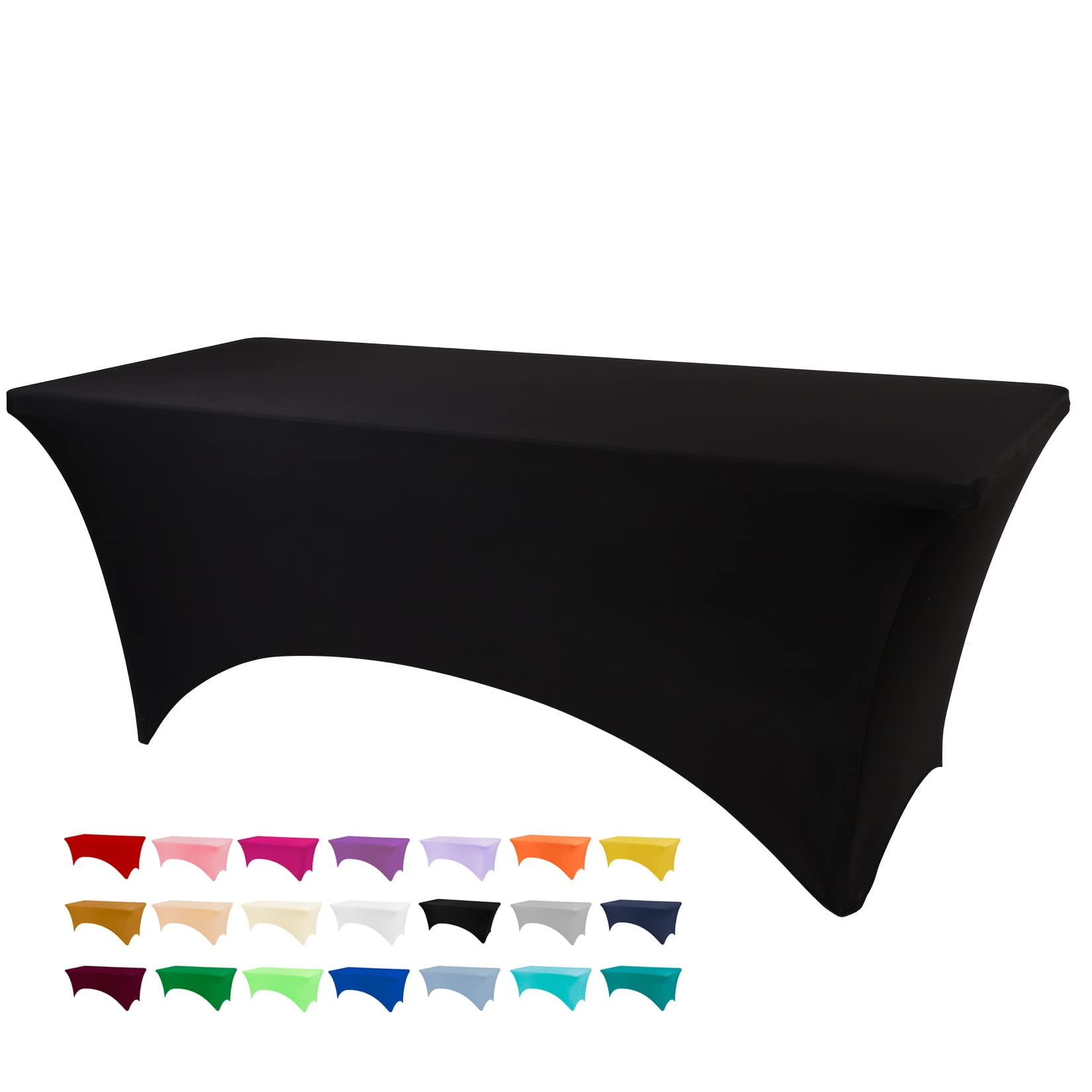 6 Foot Table Covers, Black Stretchable Washable Wrinkle Resistant ...