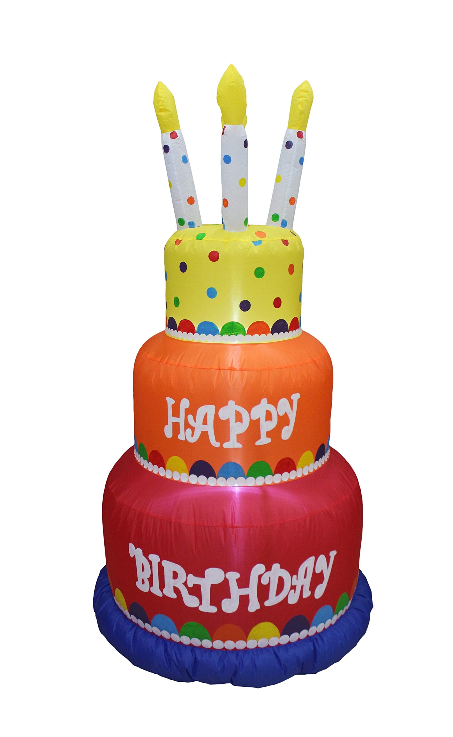6 Foot Tall Happy Birthday Cake Inflatable with Candles Lighted Blowup ...