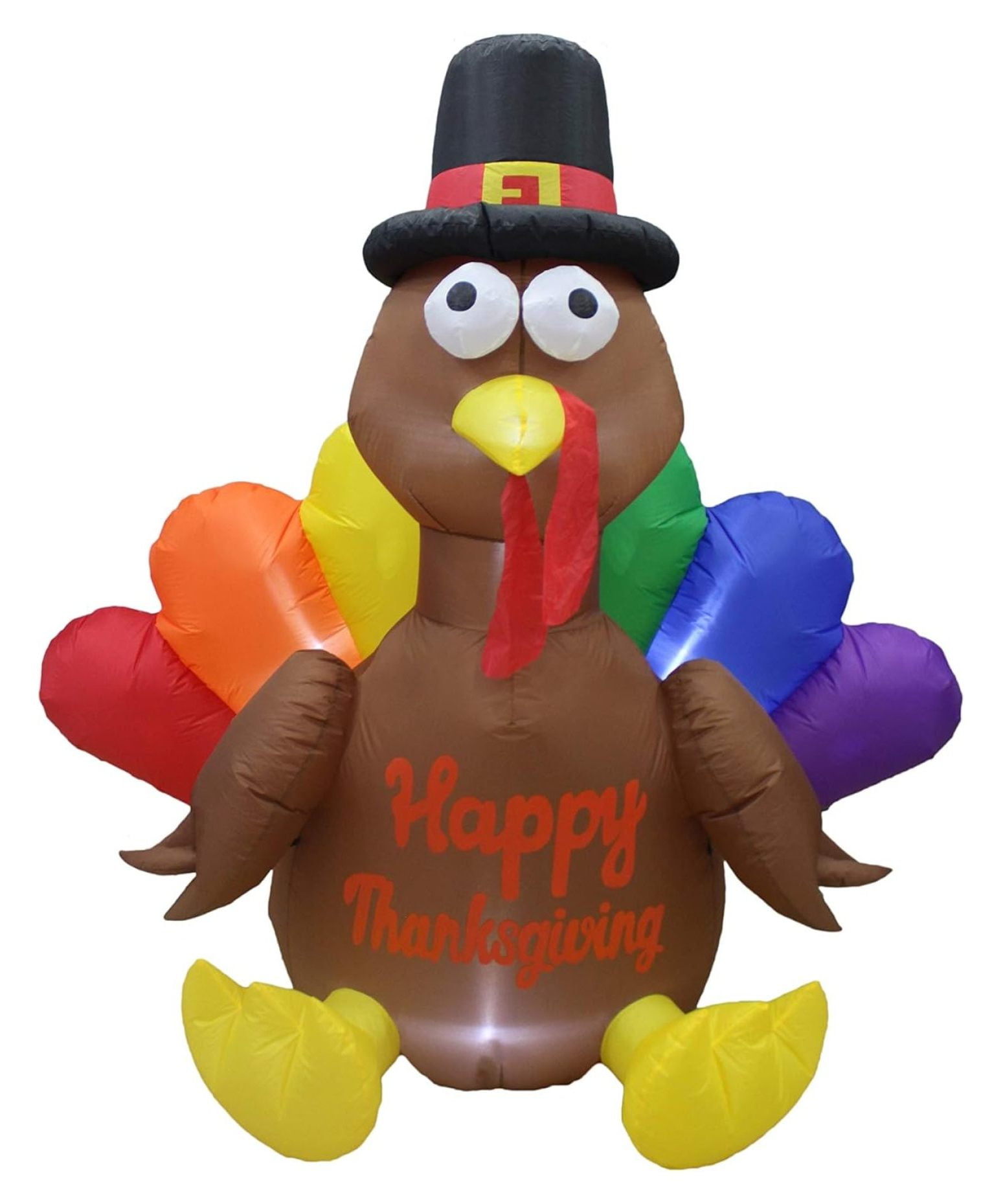 6 Foot Tall Happy Thanksgiving Inflatable Turkey with Pilgrim Hat ...