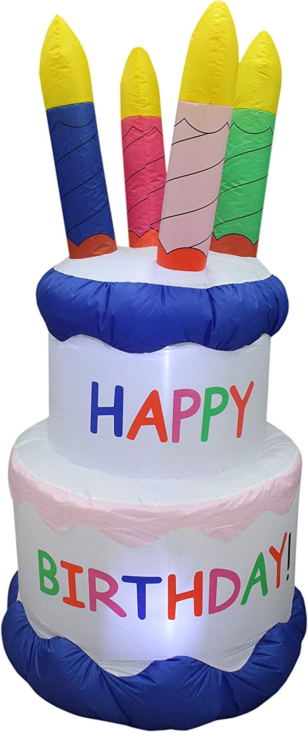 6 Foot Tall Inflatable Happy Birthday Cake with 4 Candles Outdoor ...