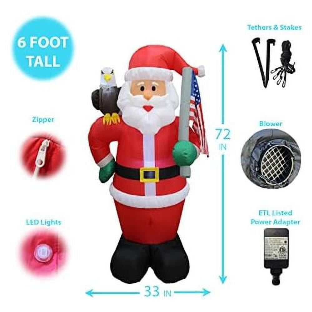 6 Foot Tall Lighted Christmas Inflatable Patriotic Santa Claus With
