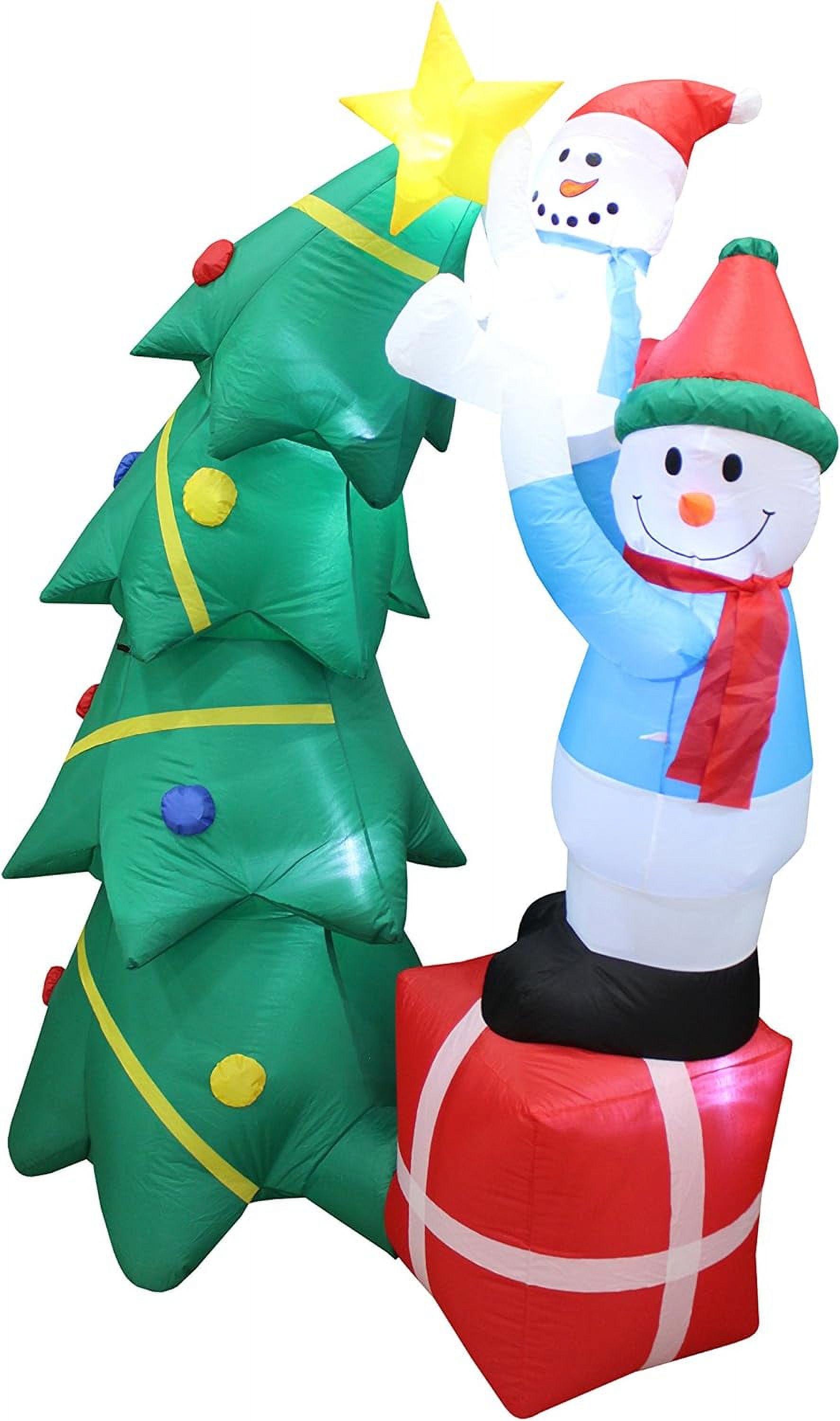 6 Foot Tall Lighted Christmas Inflatable Snowmen Snowman Tree ...