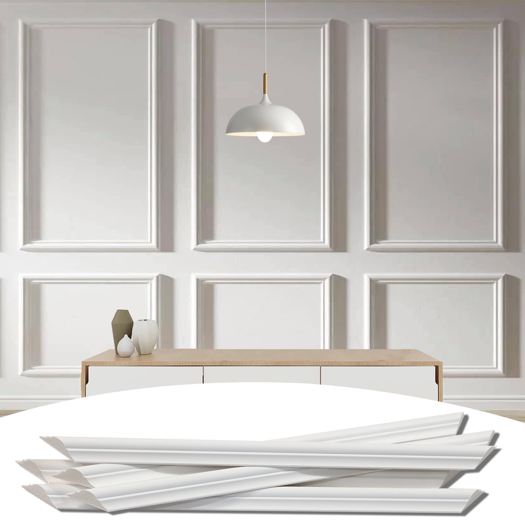 6-Frame Premade Accent Wall Molding Kit, Ready-to-Assemble Wainscoting ...