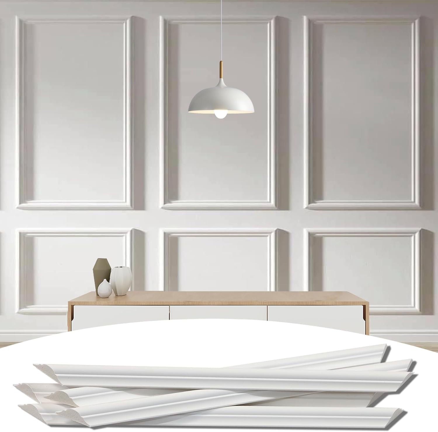 6-Frame Premade Accent Wall Molding Kit, Ready-to-Assemble Wainscoting ...