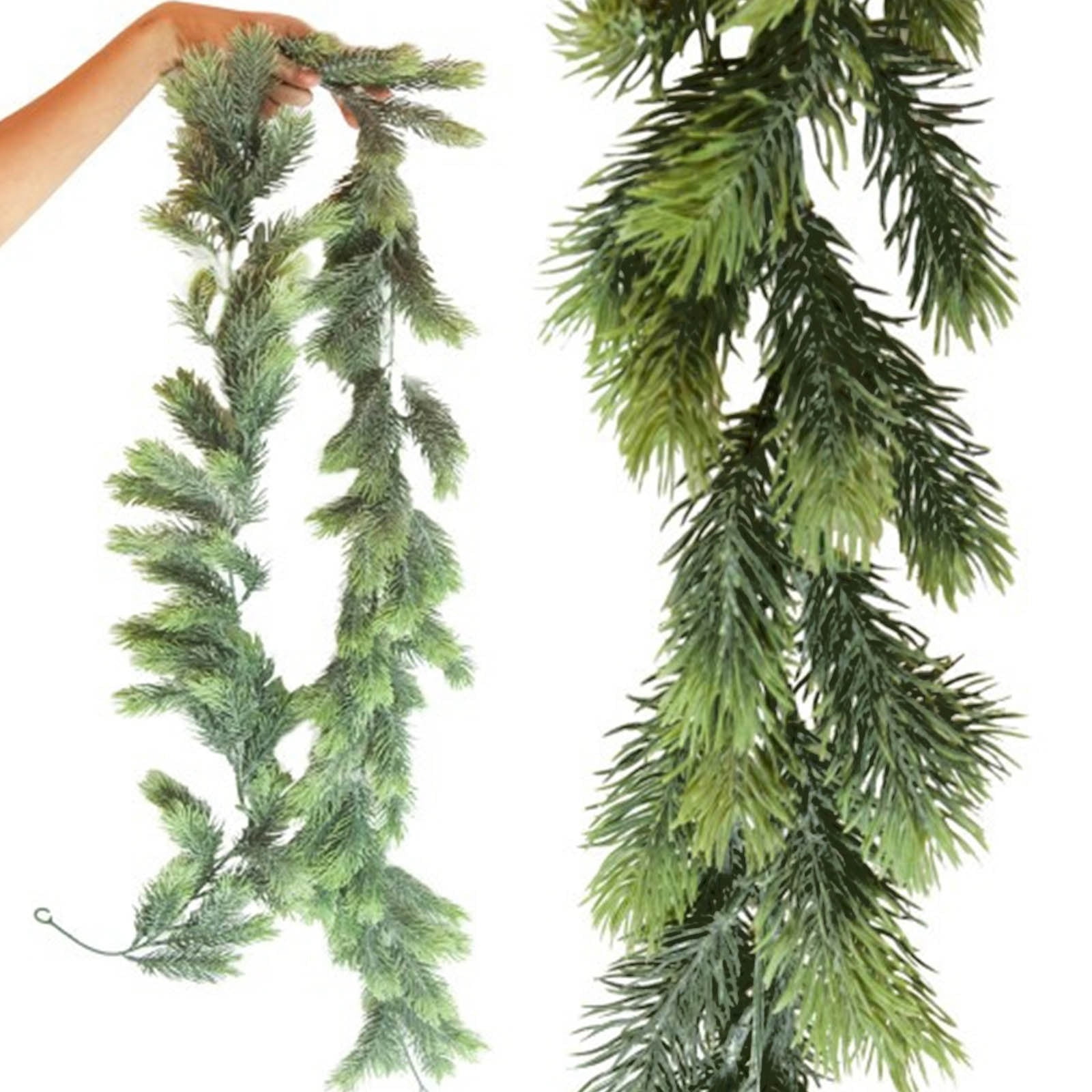 6 Ft Artificial Norfolk Pine Garlands, Real Touch Winter Pine Garland, Green Artificial Greenery ...