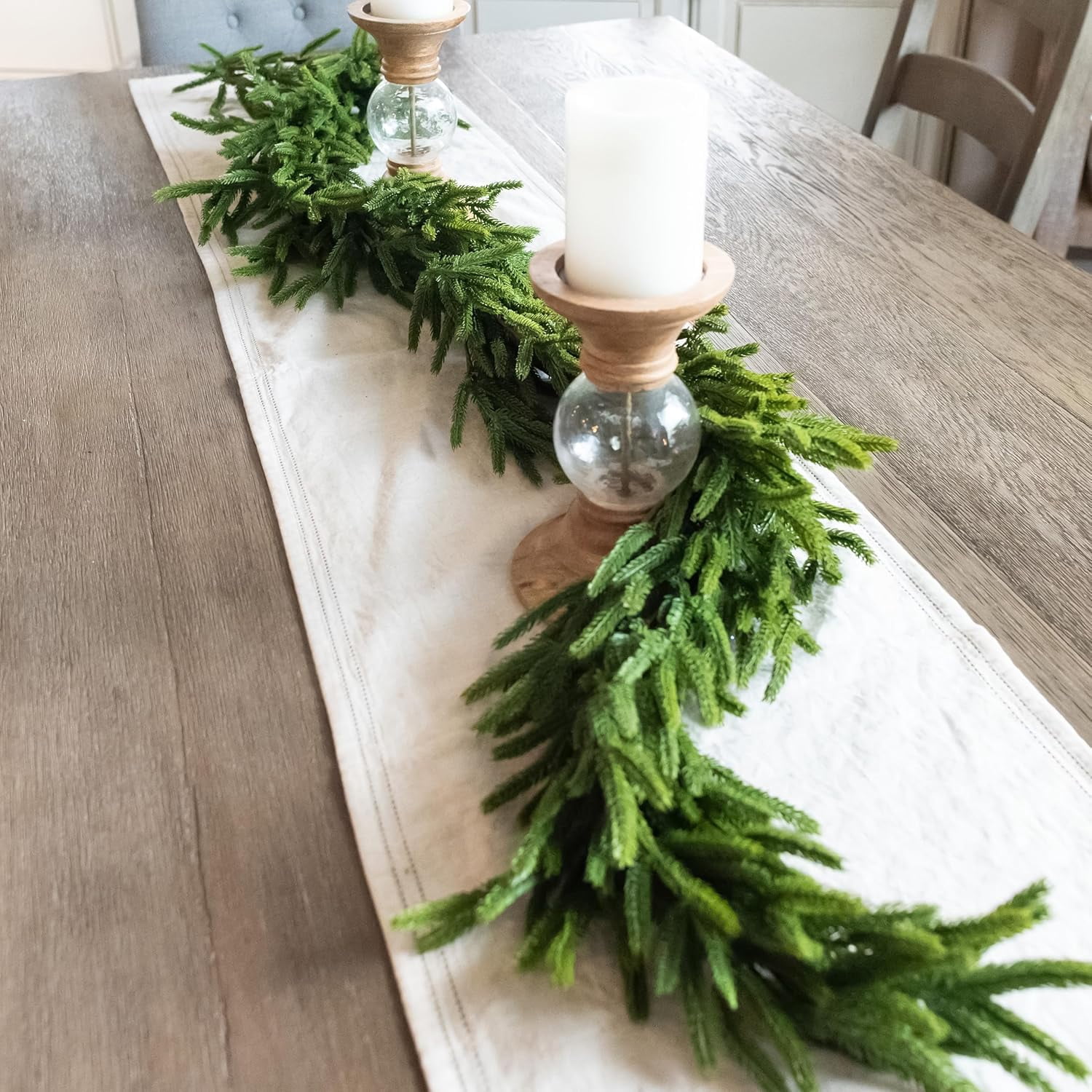 6 FT Artificial Norfolk Pine Garlands - Real Touch Winter Pine Garland ...