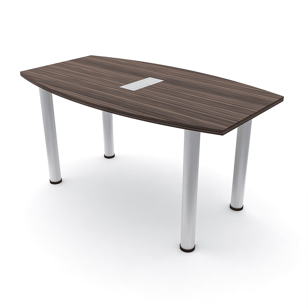 6 Ft Boat Shaped Conference Table With Silver Post Leg Power And Data ...