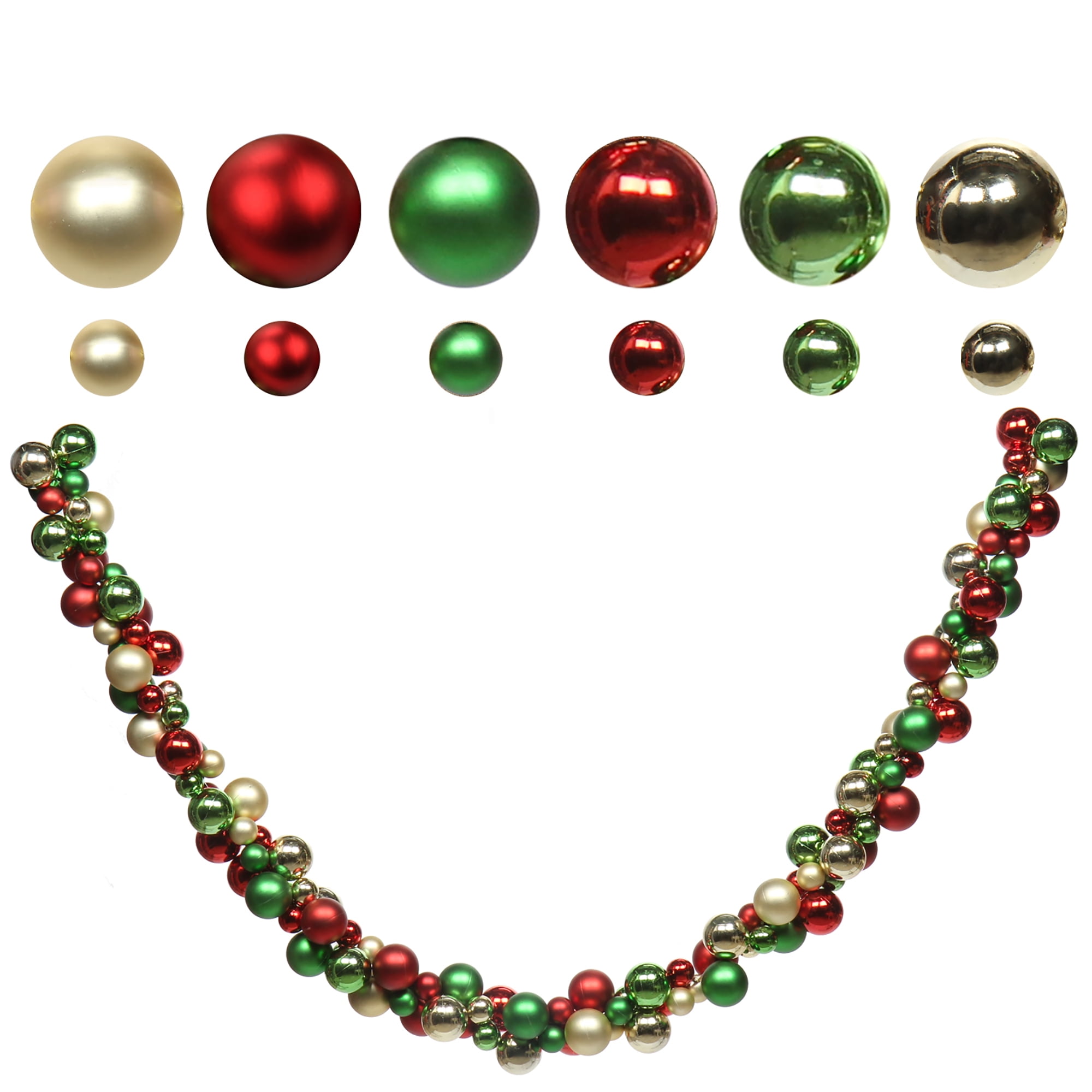 6 Ft Christmas Ball Garland Ornaments Shatterproof Xmas Hanging Balls ...
